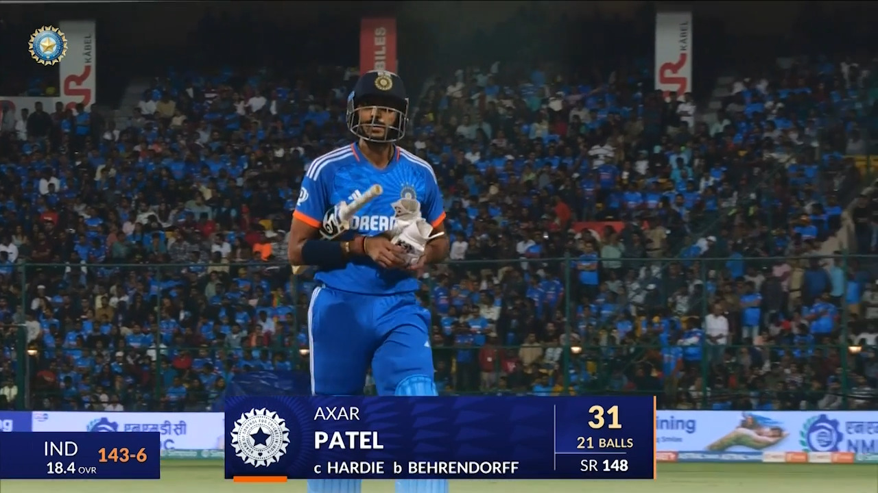 IND vs AUS 2023-24, 5TH T20I: Axar Patel Wicket